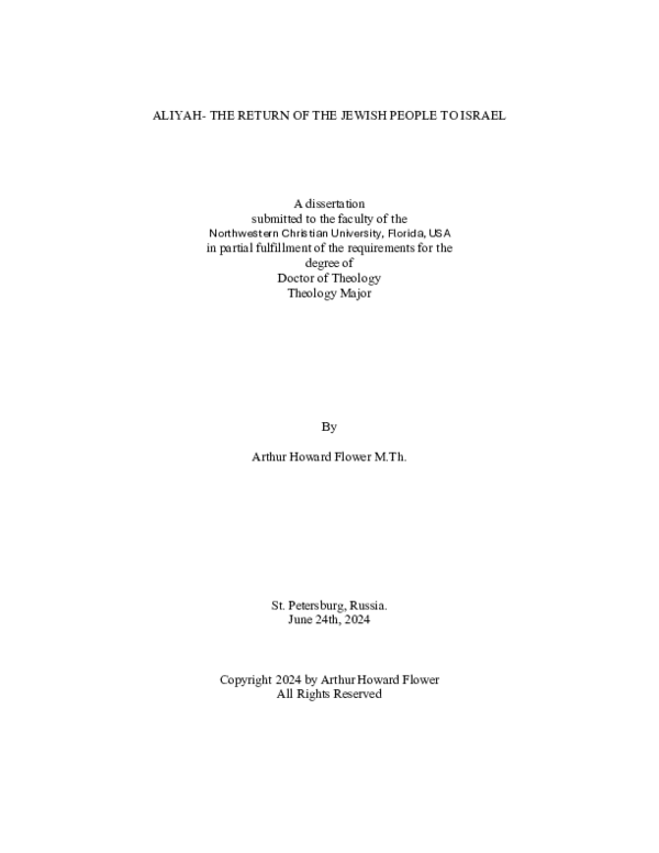 (PDF) Aliyah- The return of the Jewish People to Israel