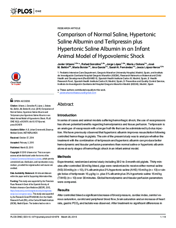 (PDF) Comparison of Normal Saline, Hypertonic Saline Albumin and ...