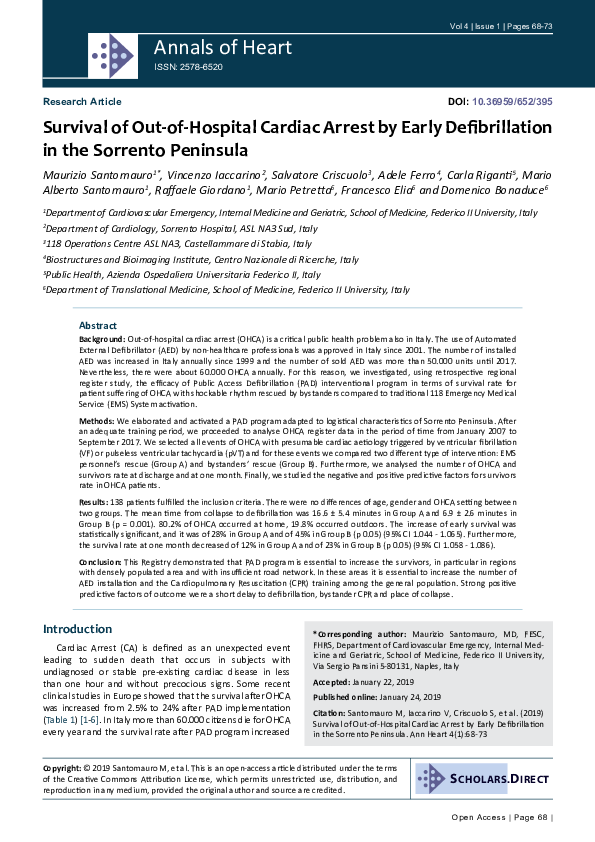 (PDF) Survival of Out-of-Hospital Cardiac Arrest by Early ...