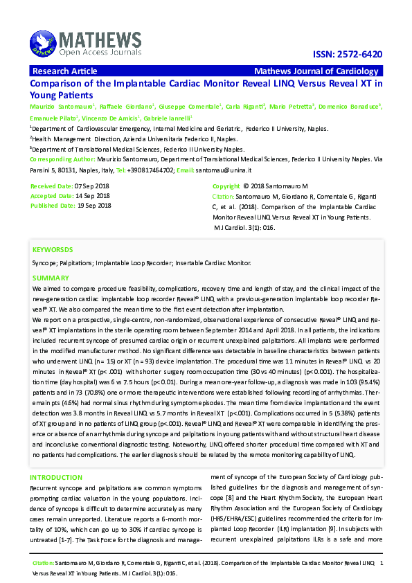 (PDF) Comparison of the Implantable Cardiac Monitor Reveal LINQ Versus ...