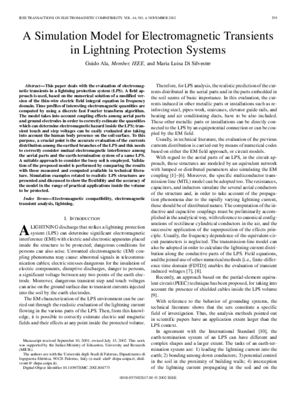 (PDF) A simulation model for electromagnetic transients in lightning ...