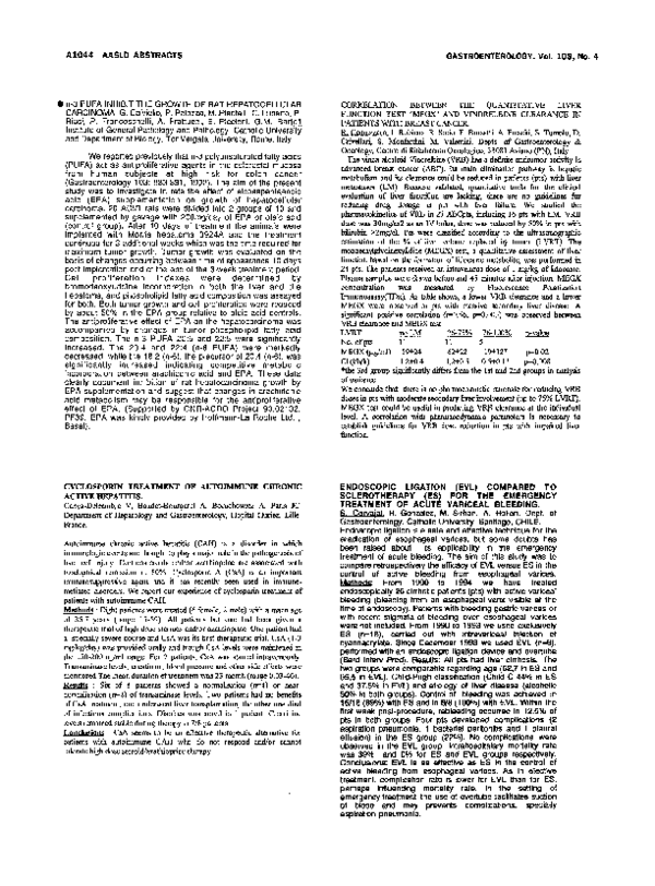 (PDF) Endoscopic ligation (EVL) compared to sclerotherapy (ES) for the ...