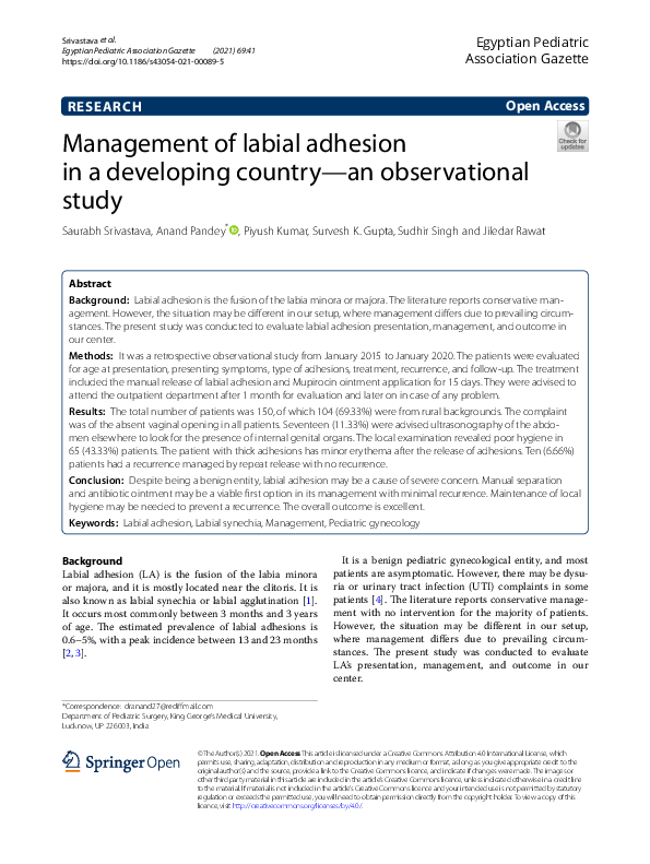 (PDF) Management of labial adhesion in a developing country—an ...