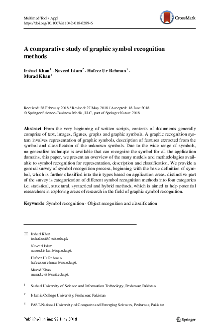 (PDF) A comparative study of graphic symbol recognition methods