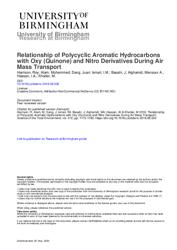(PDF) Relationship of polycyclic aromatic hydrocarbons with oxy(quinone ...