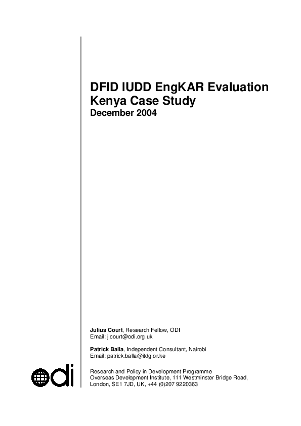 (PDF) DFID IUDD EngKAR Evaluation. Kenya Case Study