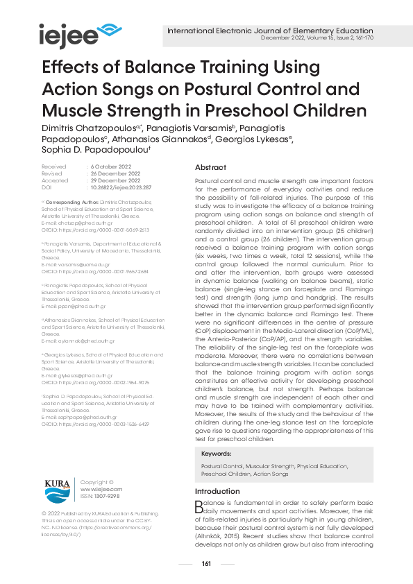 (PDF) Effects of Balance Training Using Action Songs on Postural ...
