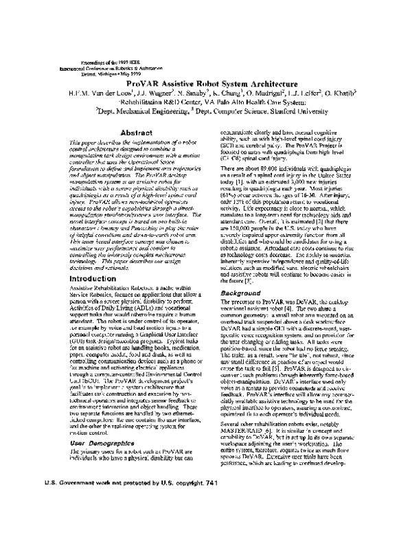 (PDF) ProVAR assistive robot system architecture