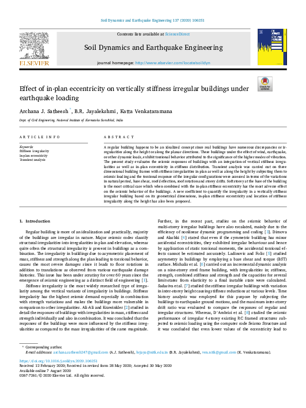(PDF) Effect of in-plan eccentricity on vertically stiffness irregular ...