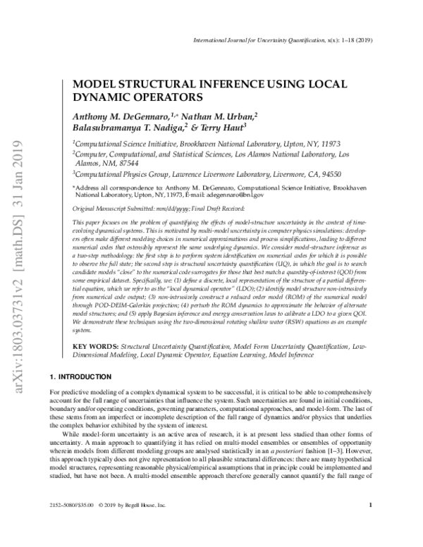 (PDF) Model Structural Inference Using Local Dynamic Operators