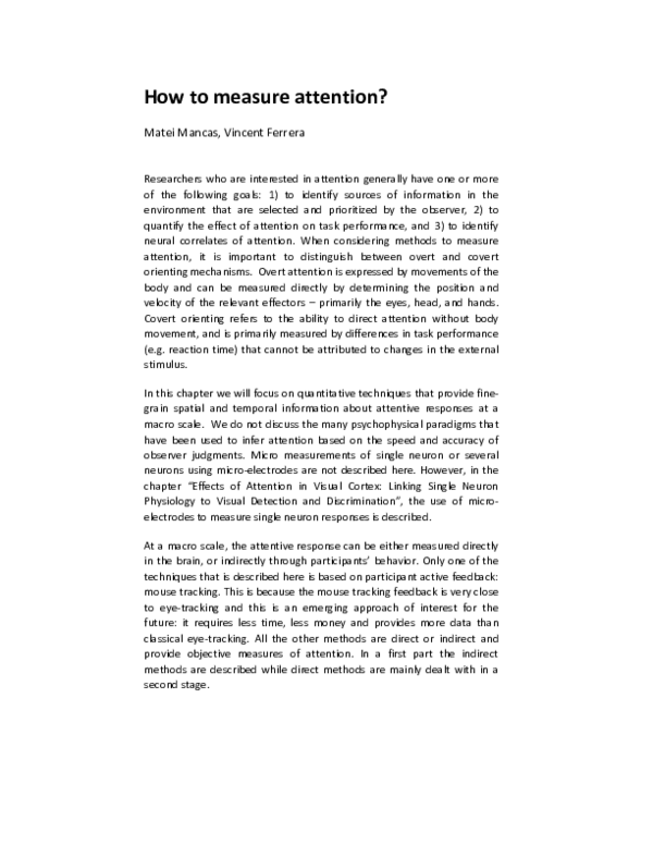 (PDF) How to Measure Attention?