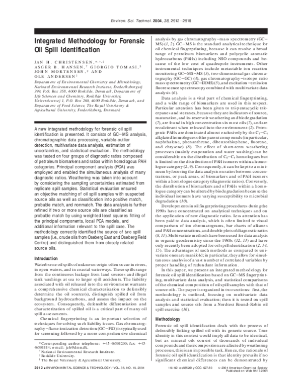 Pdf Integrated Methodology For Forensic Oil Spill Identification