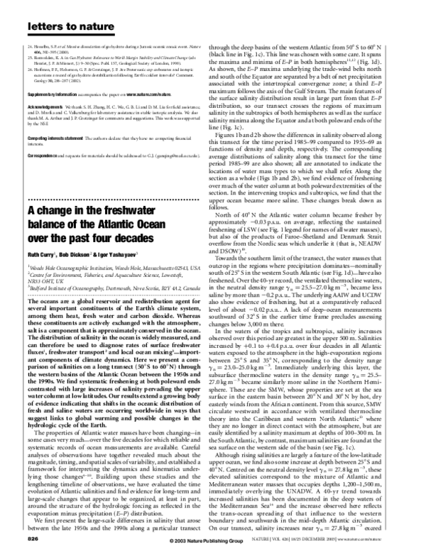 (PDF) A change in the freshwater balance of the Atlantic Ocean over the ...