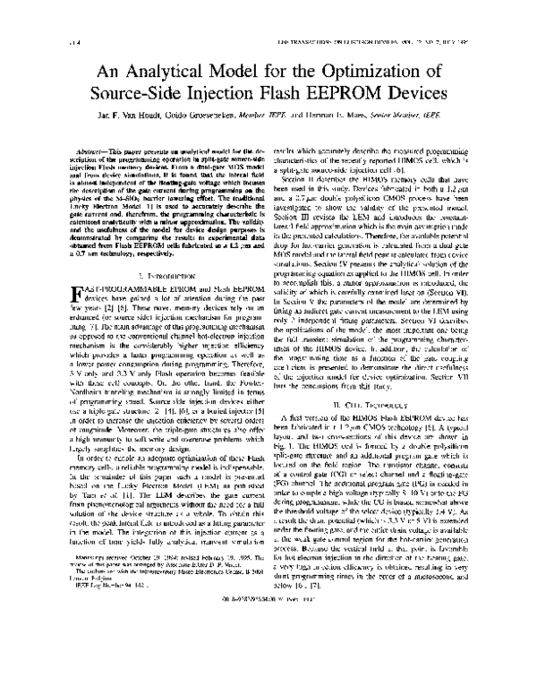 (PDF) An analytical model for the optimization of source-side injection flash EEPROM devices
