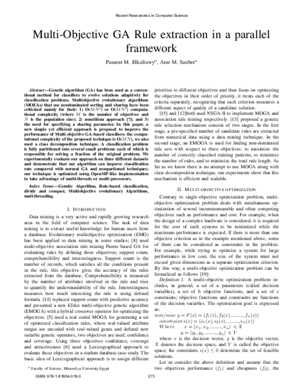 (PDF) Multi-objective GA rule extraction in a parallel framework