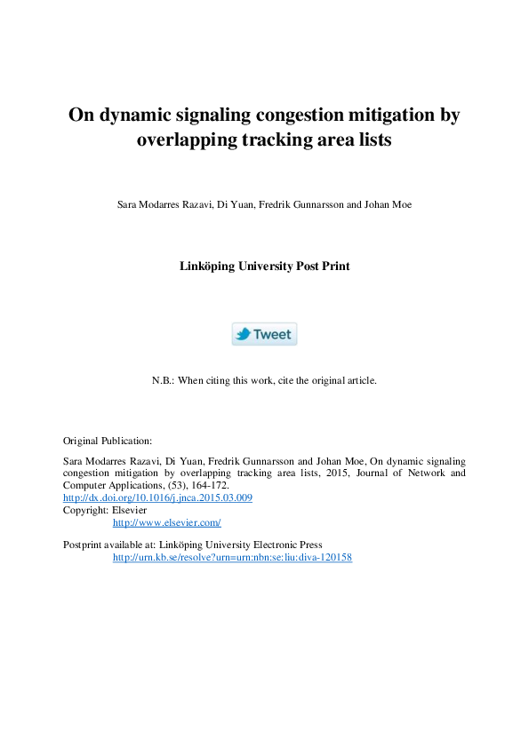 (PDF) On dynamic signaling congestion mitigation by overlapping ...