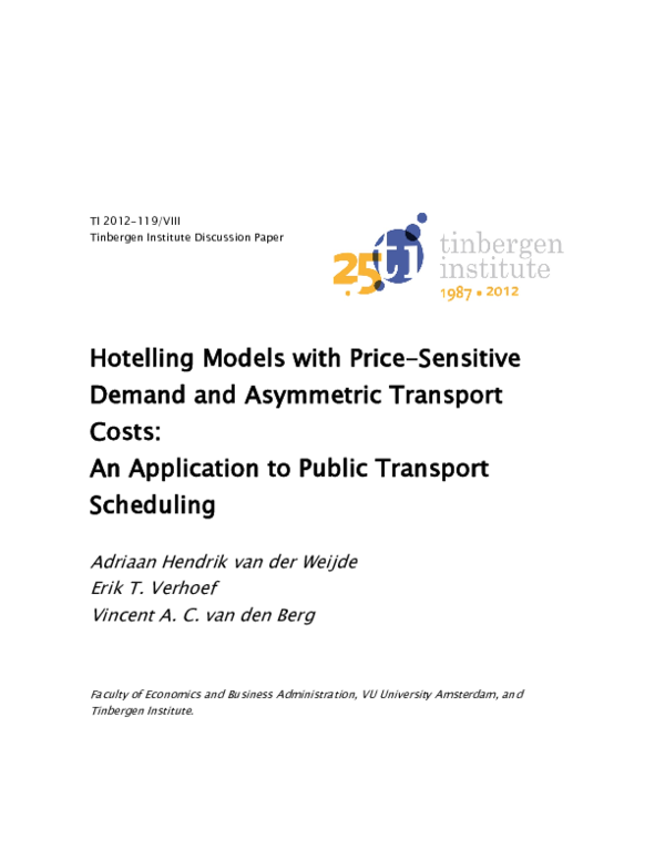 (PDF) Hotelling Models with Price-Sensitive Demand and Asymmetric Transport Costs: An ...