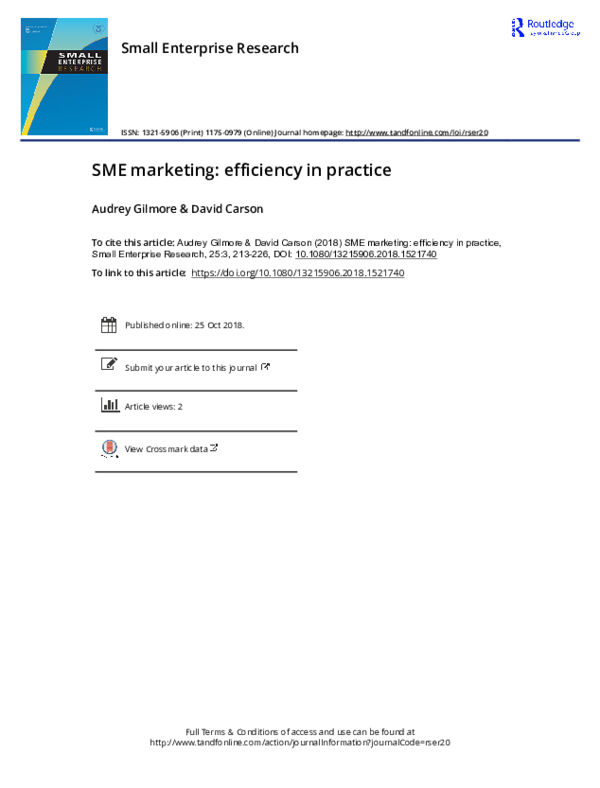 (PDF) SME marketing: efficiency in practice