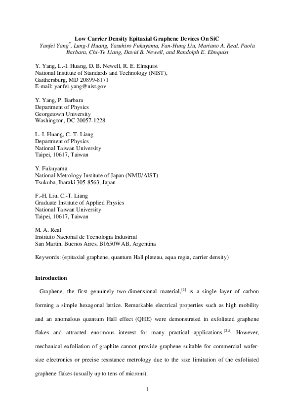 (PDF) Epitaxial Graphene Devices with Low Carrier Density