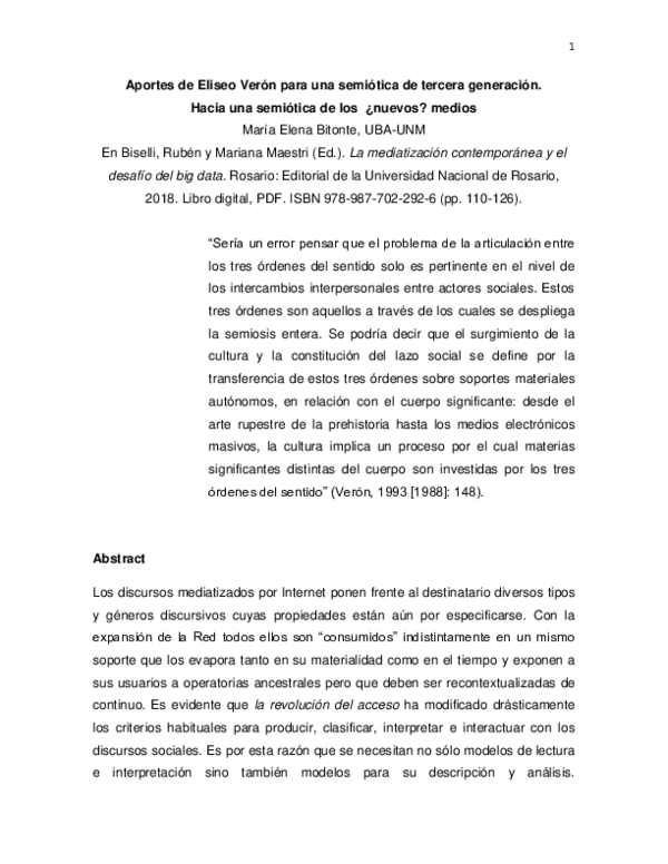 (PDF) Bitonte, 2018, Aportes para una semiótica de tercera generación