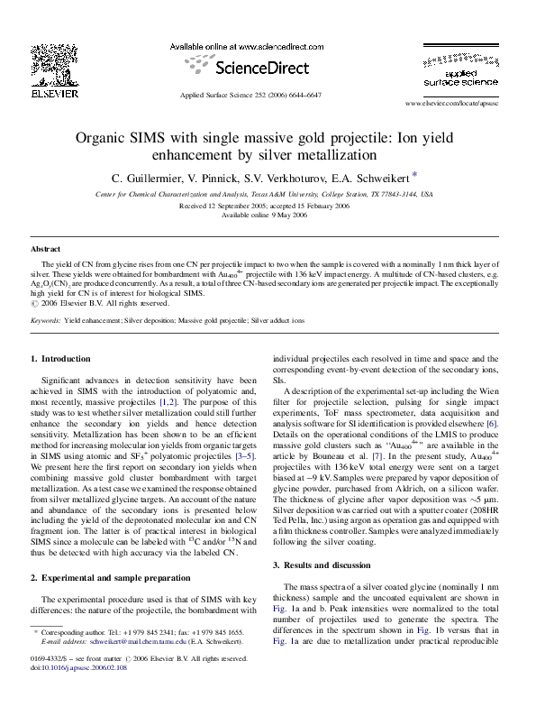 (PDF) Organic SIMS with single massive gold projectile: Ion yield ...
