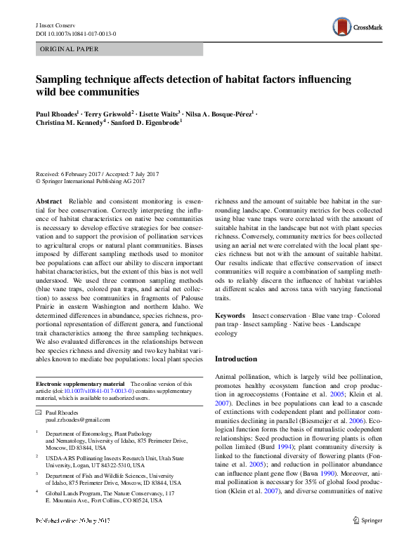 (PDF) Sampling technique affects detection of habitat factors ...