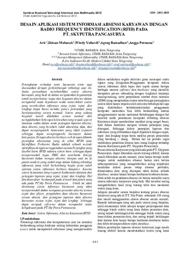 (PDF) Desain Aplikasi Sistem Informasi Absensi Karyawan Dengan Radio ... (PDF) Desain Aplikasi Sistem Informasi Absensi Karyawan Dengan Radio ...