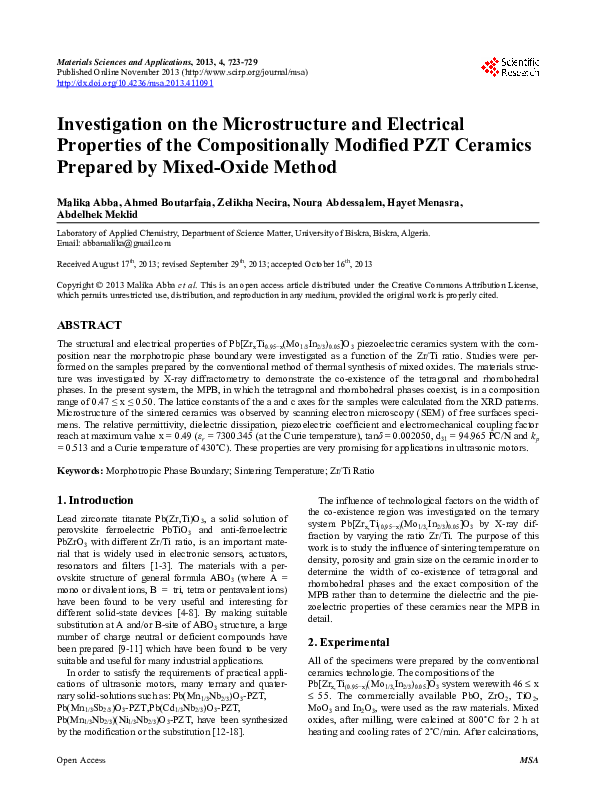 (PDF) Investigation on the Microstructure and Electrical Properties of ...