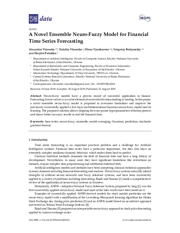 (PDF) A Novel Ensemble Neuro-Fuzzy Model for Financial Time Series Forecasting | Dmytro Peleshko ...