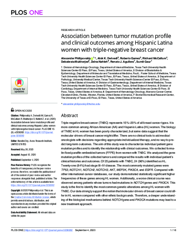 (PDF) Association between tumor mutation profile and clinical outcomes ...