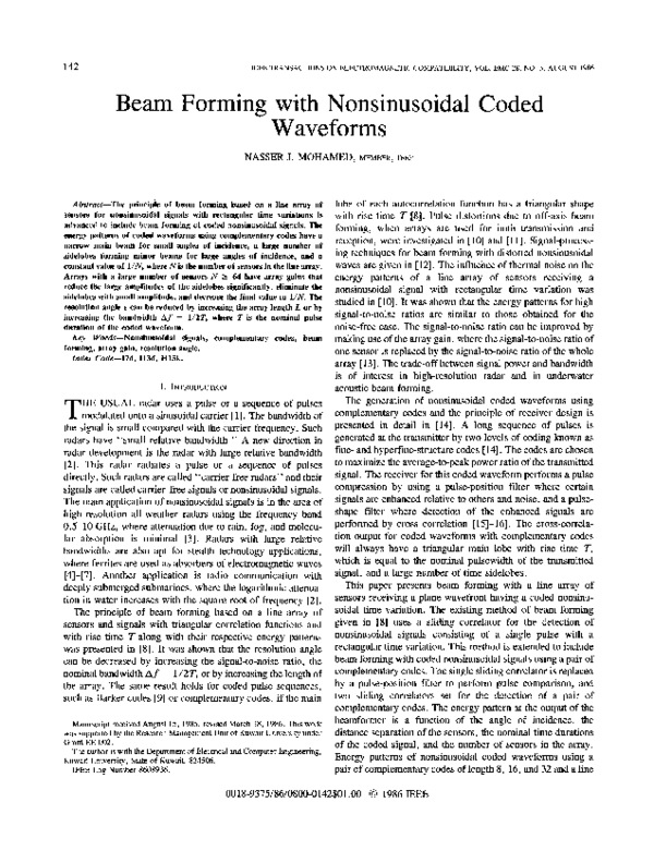 (PDF) Beam Forming with Nonsinusoidal Coded Waveforms