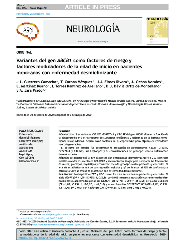 (PDF) Variantes del gen ABCB1 como factores de riesgo y factores ...