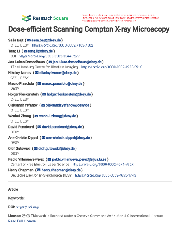 (PDF) Dose-efficient Scanning Compton X-ray Microscopy