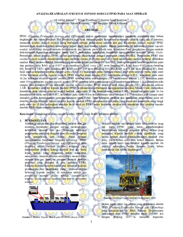 (PDF) Analisis Keandalan Struktur Topside Module Fpso Pada Saat Operasi