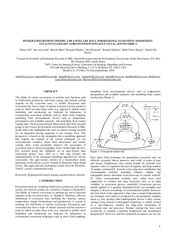(PDF) 1 Integrating Remote Sensing and Ancillary Data for Regional Ecosystem Assessment ...