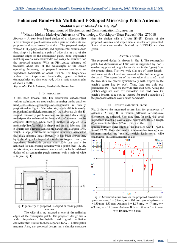 (PDF) Enhanced Bandwidth Multiband E-Shaped Microstrip Patch Antenna | Shobhit Mishra - Academia.edu