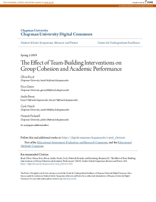 (PDF) The Effect of Team-Building Interventions on Group Cohesion and ...