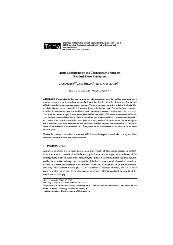 (PDF) Jump Dominance on the Contaminant Transport Residual Error Estimator
