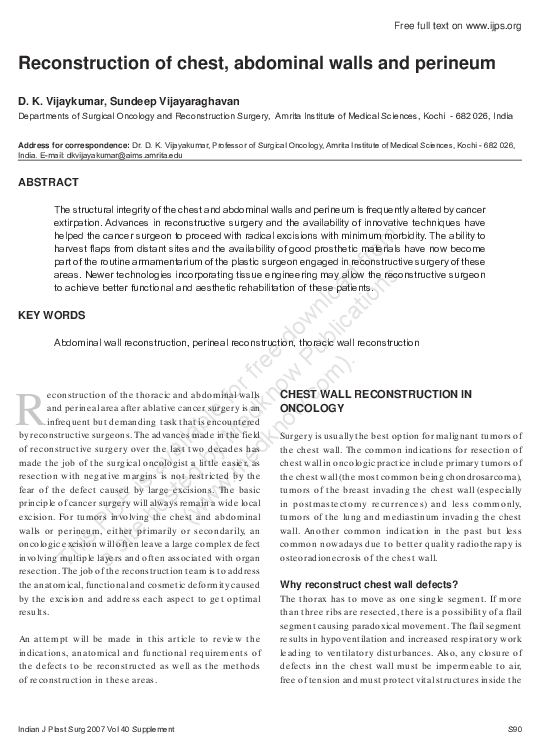 (PDF) Reconstruction of chest, abdominal walls and perineum