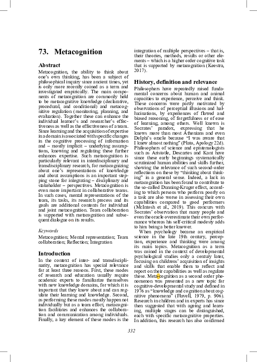 (PDF) Metacognition