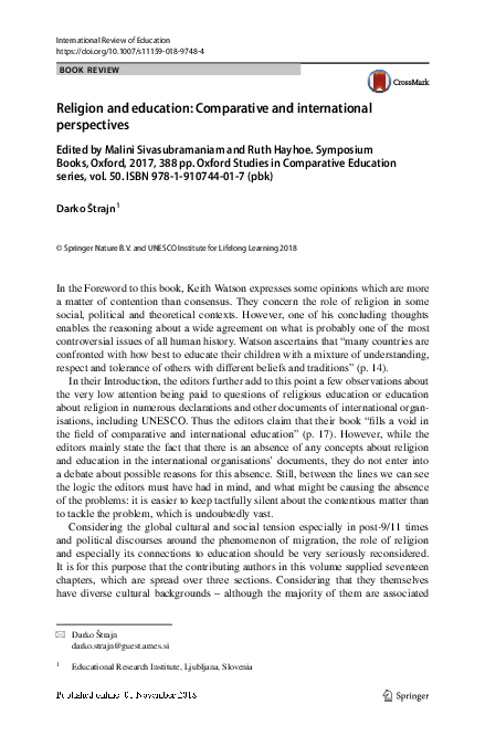 (PDF) Religion and education: Comparative and international ...
