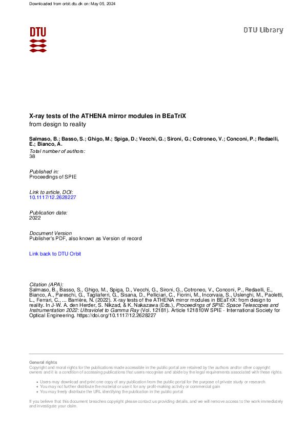 (PDF) X-ray tests of the ATHENA mirror modules in BEaTriX: from design ...