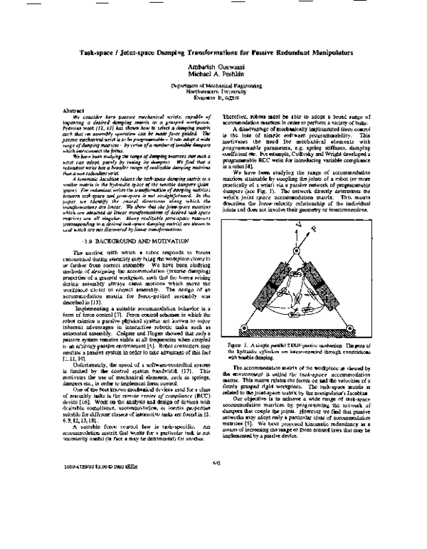 (PDF) Task-space/joint-space damping transformations for passive ...
