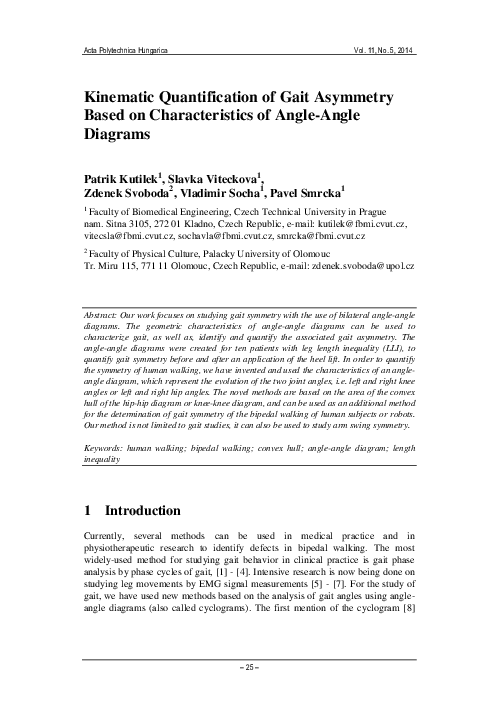 (PDF) Kinematic Quantification of Gait Asymmetry Based on Characteristics of Angle-Angle Diagrams