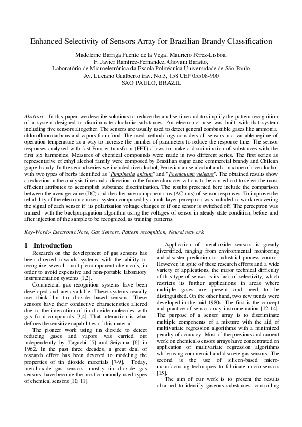 (PDF) Enhanced Selectivity of Sensors Array for Brazilian Brandy Classification