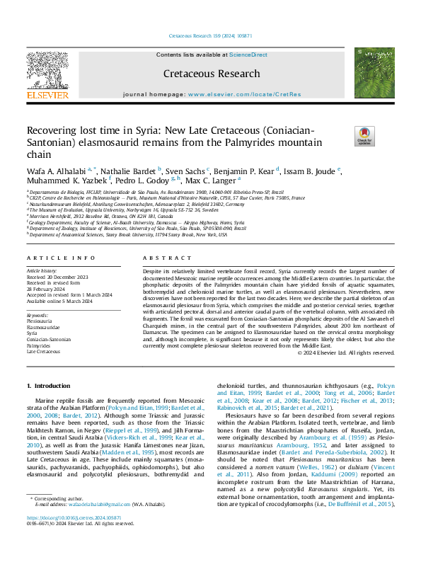 (PDF) Recovering lost time in Syria: New Late Cretaceous (Coniacian ...