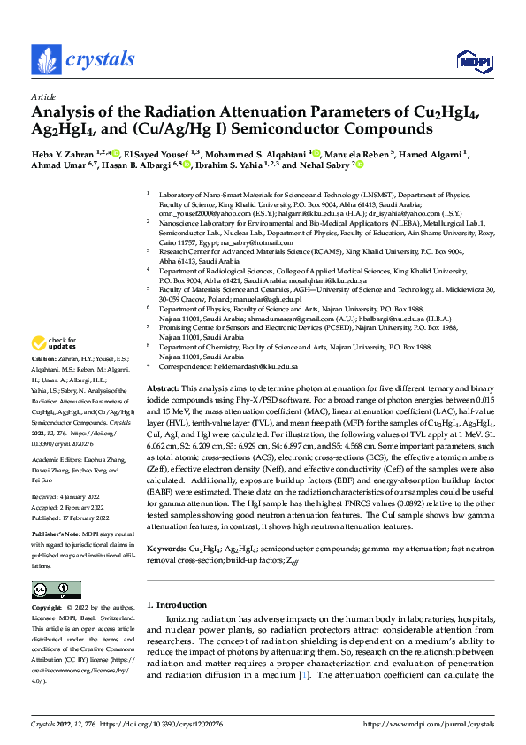 (PDF) Analysis of the Radiation Attenuation Parameters of Cu2HgI4 ...