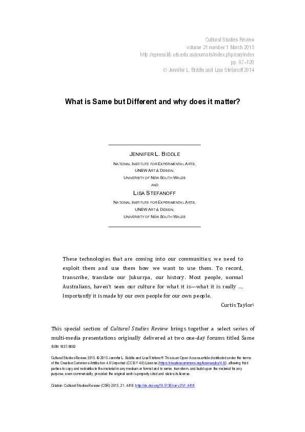 (PDF) What is Same but Different and why does it matter?
