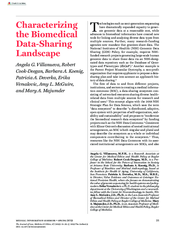 (PDF) Characterizing the Biomedical Data-Sharing Landscape | Angela Sofía Amador Villanueva ...