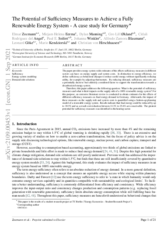(PDF) The Potential of Sufficiency Measures to Achieve a Fully ...